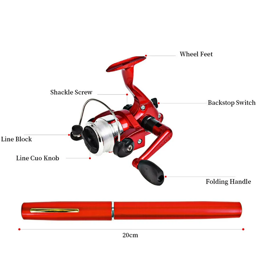 1m Mini Pocket Pen Shape Aluminum Alloy Spinning Fishing Rod with ...