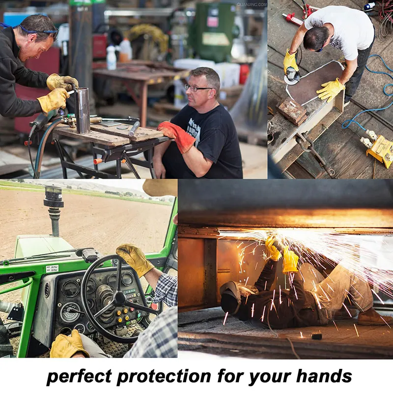 Cowhide Leather Motorcycle Riding Gloves Work Gloves for Welding Garden ...