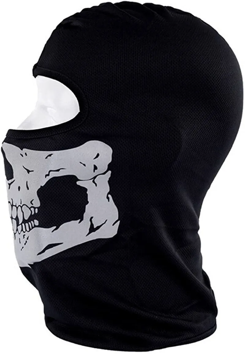 Black Ghosts Skull Full Face Balaclava Mask, Windproof Ski and ...