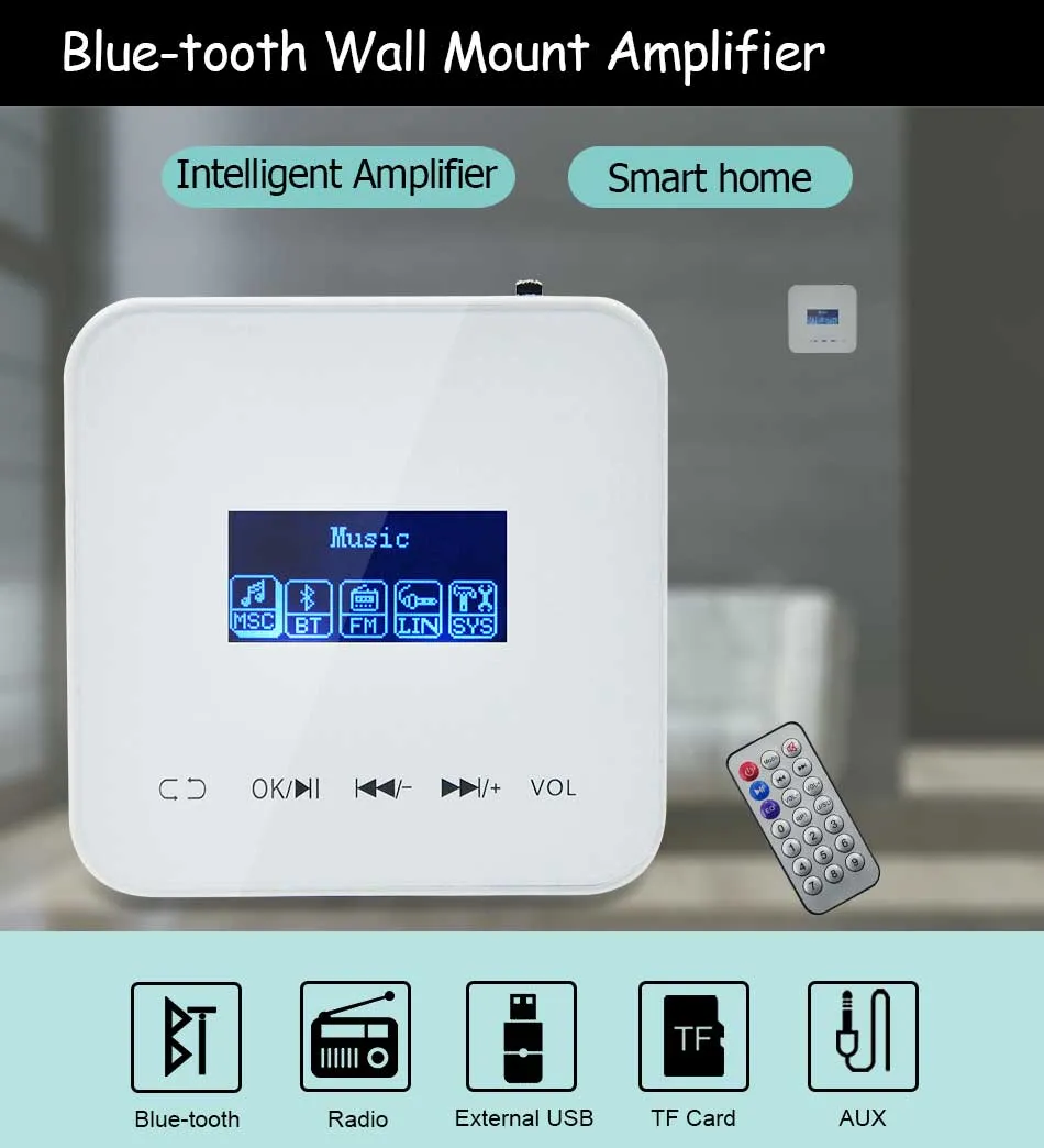 2024 Mini Wall Amplifier - 20W Bluetooth 2 Channel Sound System for ...