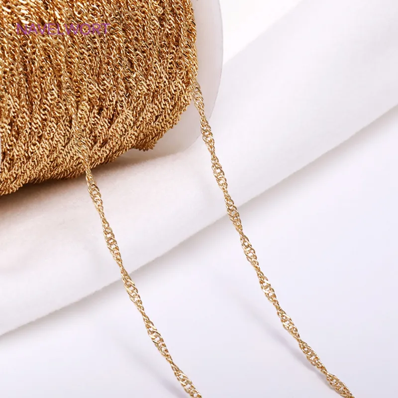 Multi Types 18K Real Gold Plated Ripple Chain Beads Chains Spool, For ...
