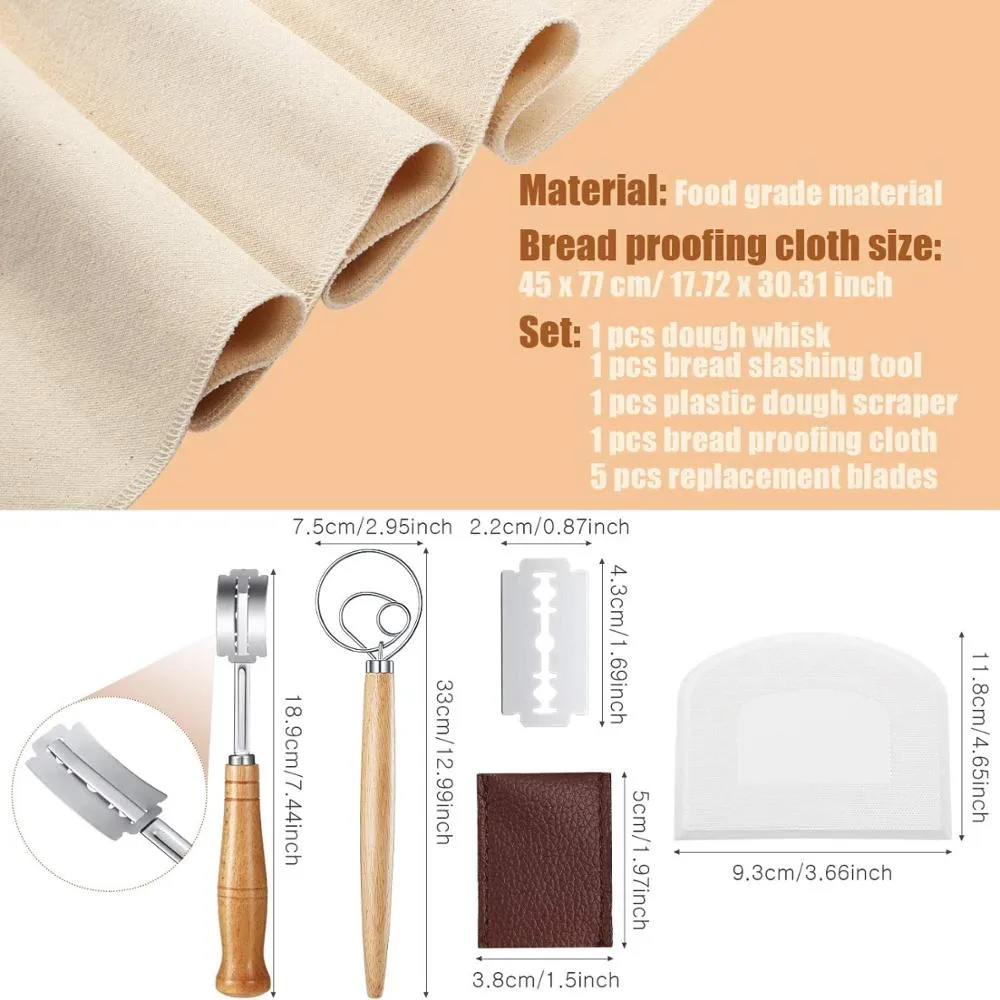 Bread Making Tools with Danish Dough Whisk, Dough Scraper, Pastry ...