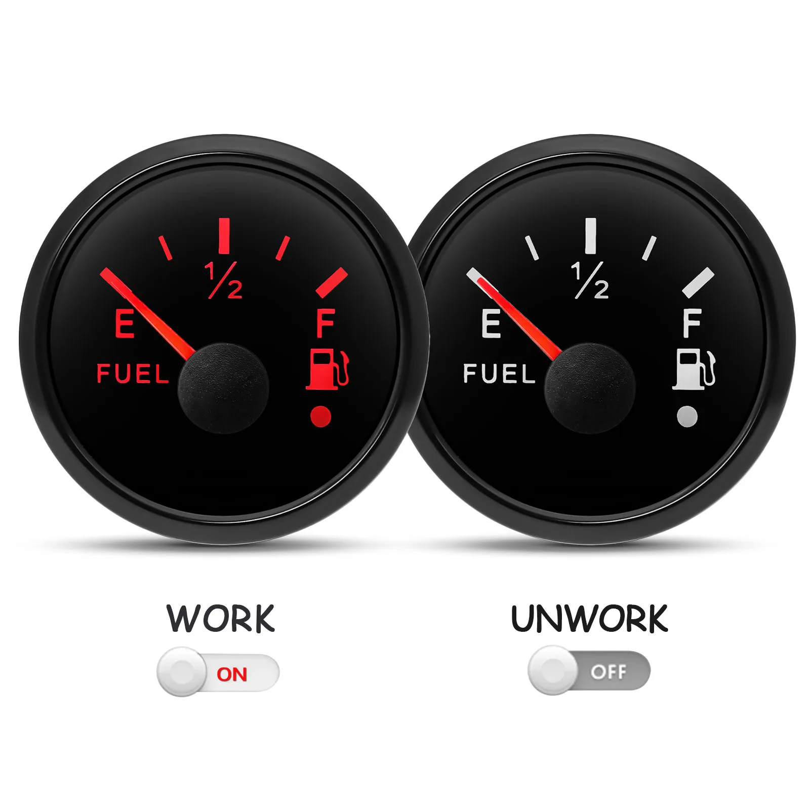 0-190 Ohm Fuel Level Sensor with 52mm Waterproof Fuel Level Gauge ...