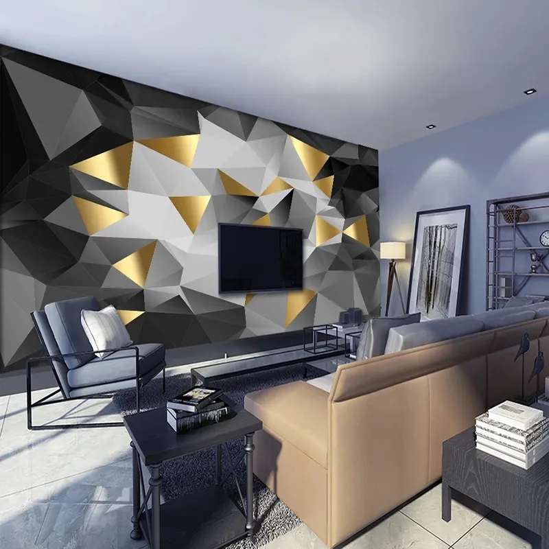 3D Geometric Triangle Wall Mural For Custom Home Decor Perfect For ...