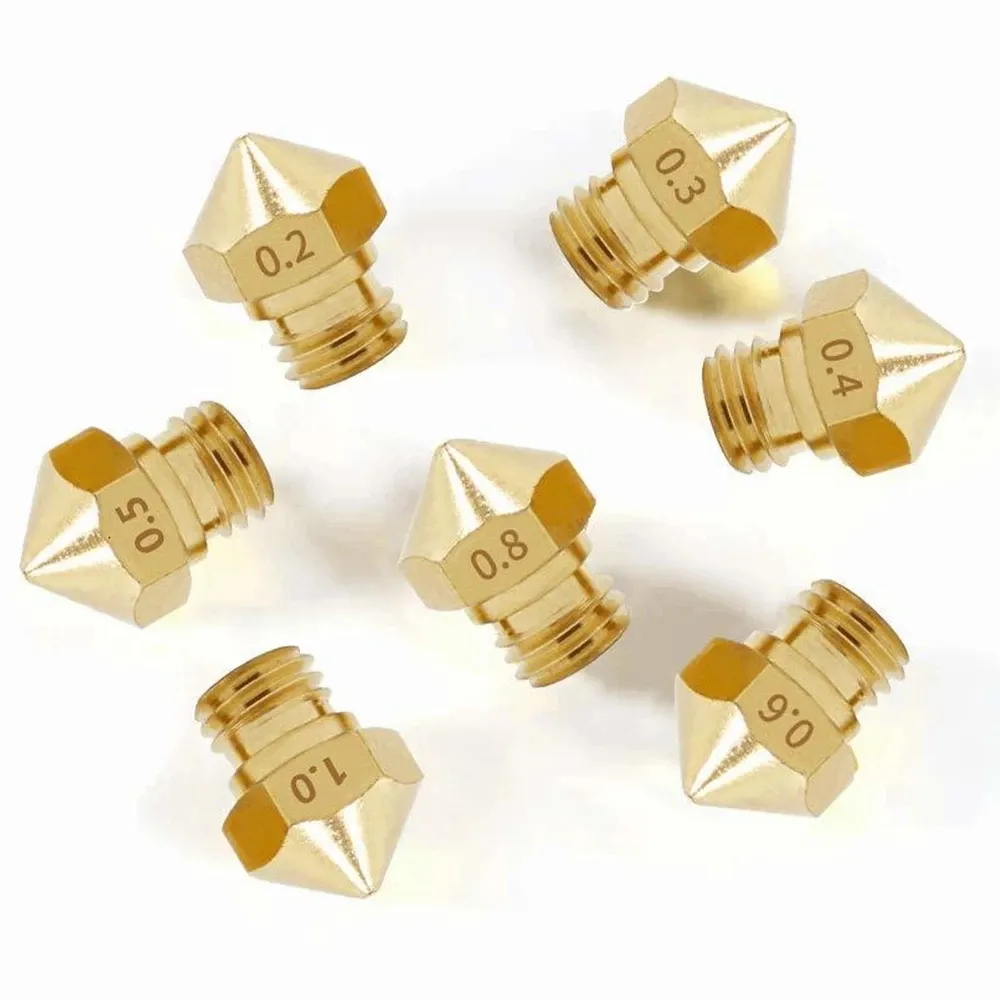 5 Pack MK10 3D Printer Brass Extruder Nozzles, 1.75mm Filament ...