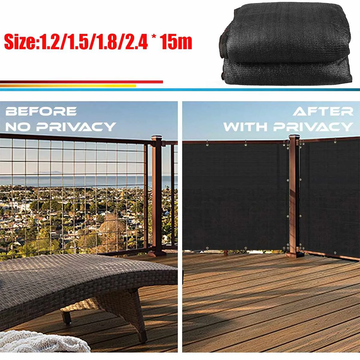 15 ft Privacy Screen Fence Roll with Artificial Leaves UV Fade ...