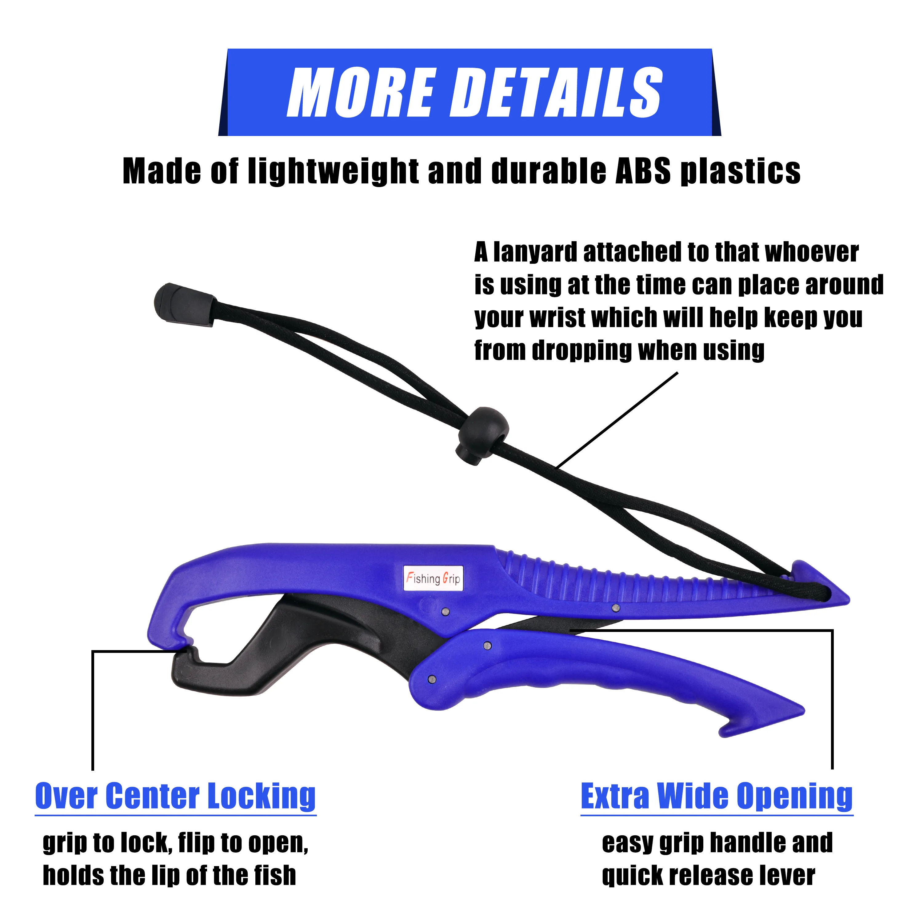 Fishing Pliers & Fish Gripper Set - Floating Pliers, Lanyard & Holder ...
