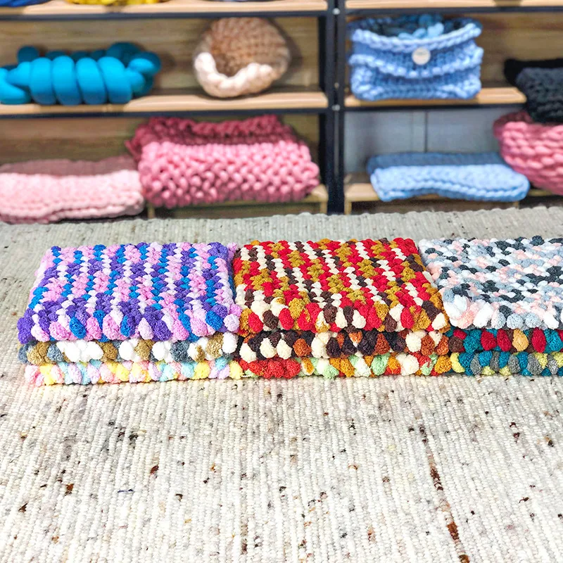 2024Handwoven Wool Thread Pad Blanket Kit | Thick Yarn Handcraft ...