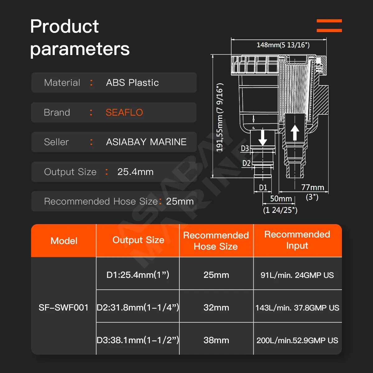 Seaflo Marine Engine Intake Strainer: Reliable Sea Water Filter for Boats 25mm 32mm 38mm from ...