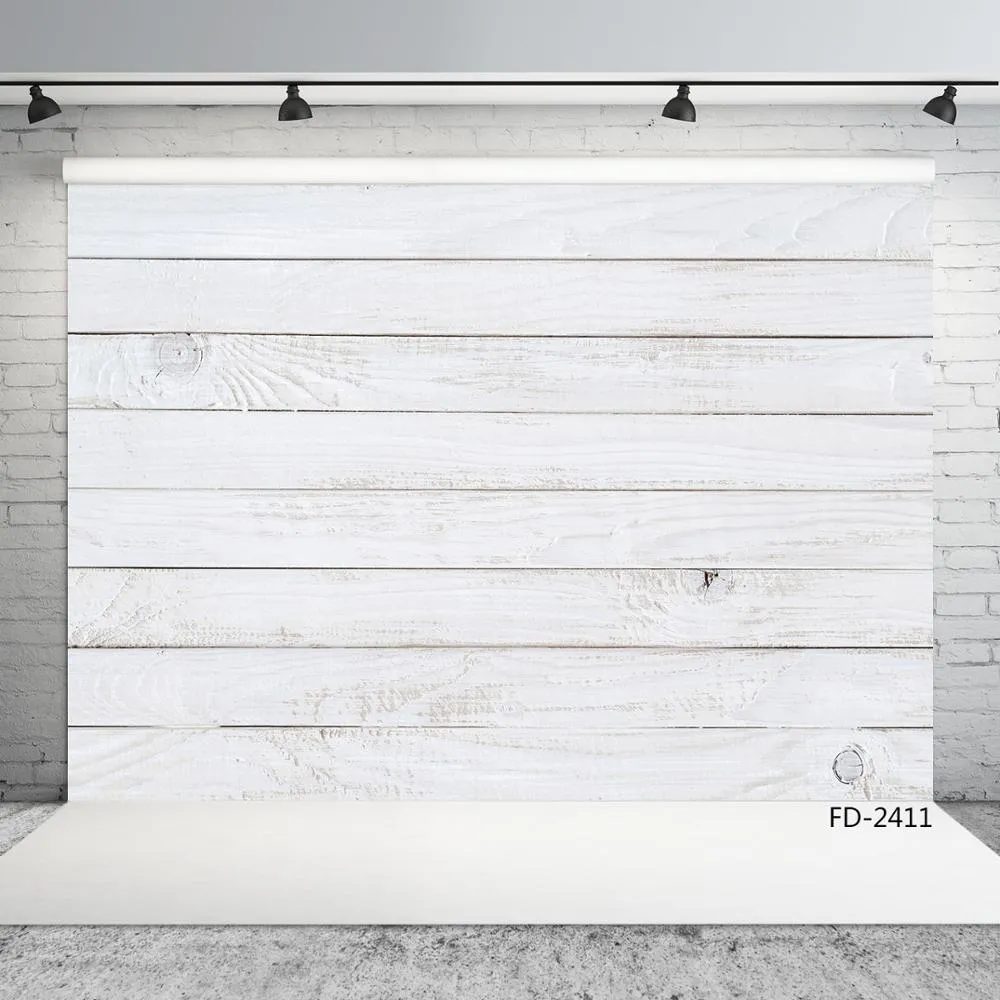 White Wooden Board Photo Backdrop with Wood Planks Texture for Baby ...