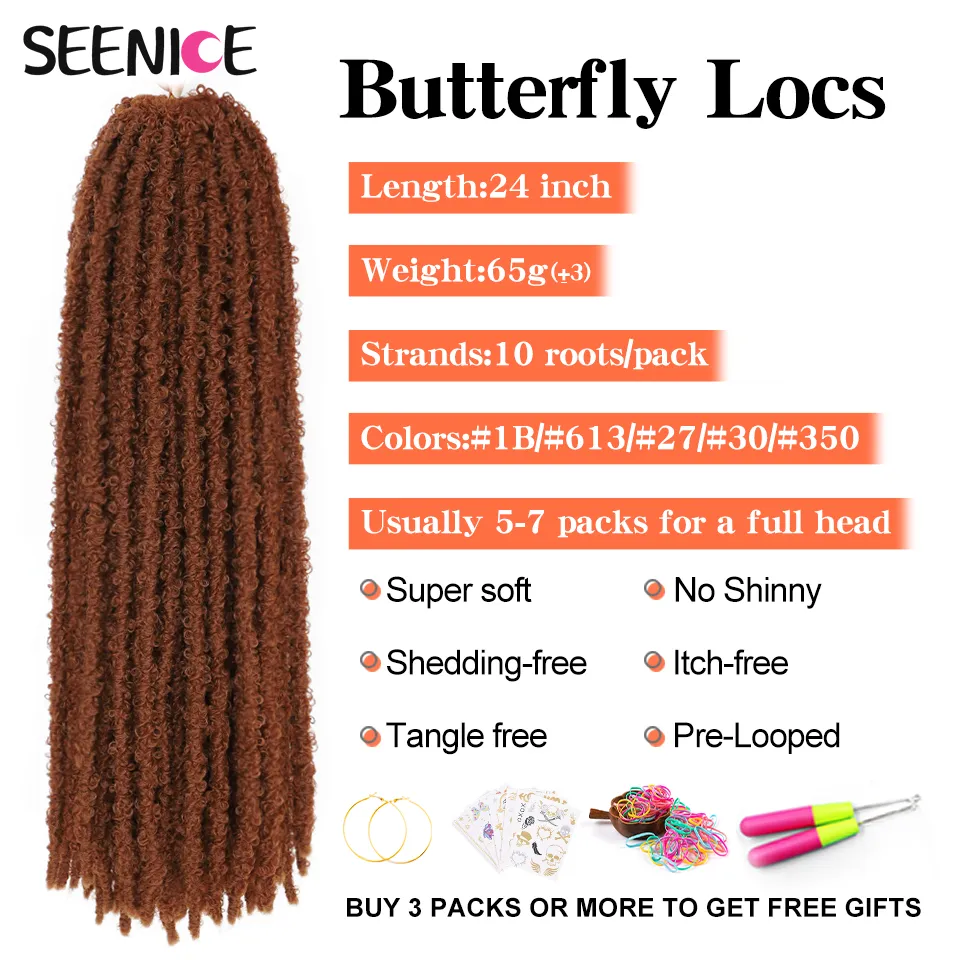 Distressed Butterfly Locs Crochet Hair: Pre-Looped, Long, Soft Faux ...