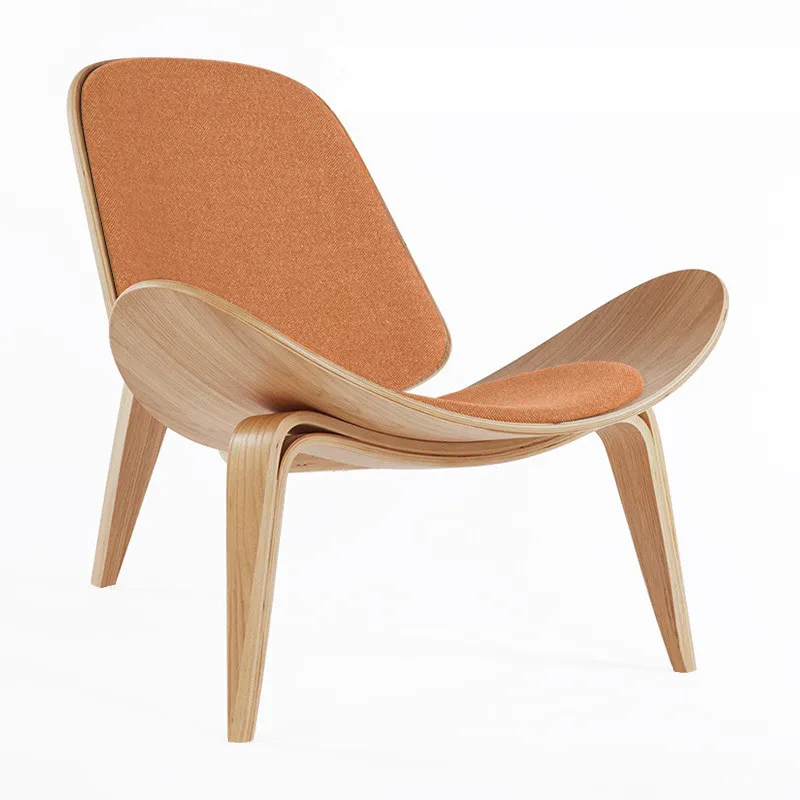 Modern Ash Plywood Three Legged Shell Chair With Upholstery Hans Wegner ...