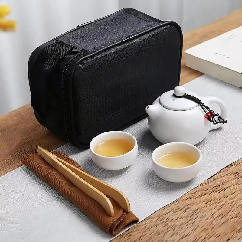 Portable Travel Tea Set - Kungfu Teapot with 2 Cups, Infuser, Trace ...