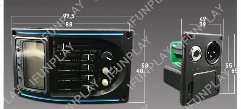 4/5 Band Acoustic Guitar Pickup Preamp Equalizer with Tuner and Piezo ...