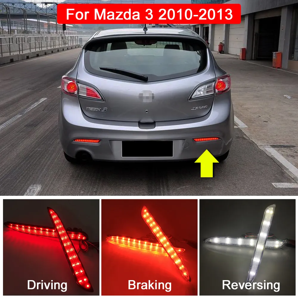 Mazda 3 LED Bumper Reflector Lights 2010-2013, Tail Brake Backup ...