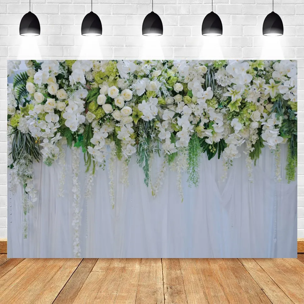 Flower Photo Booth Backdrop 6x8 ft Floral Wedding Banner for Bridal ...