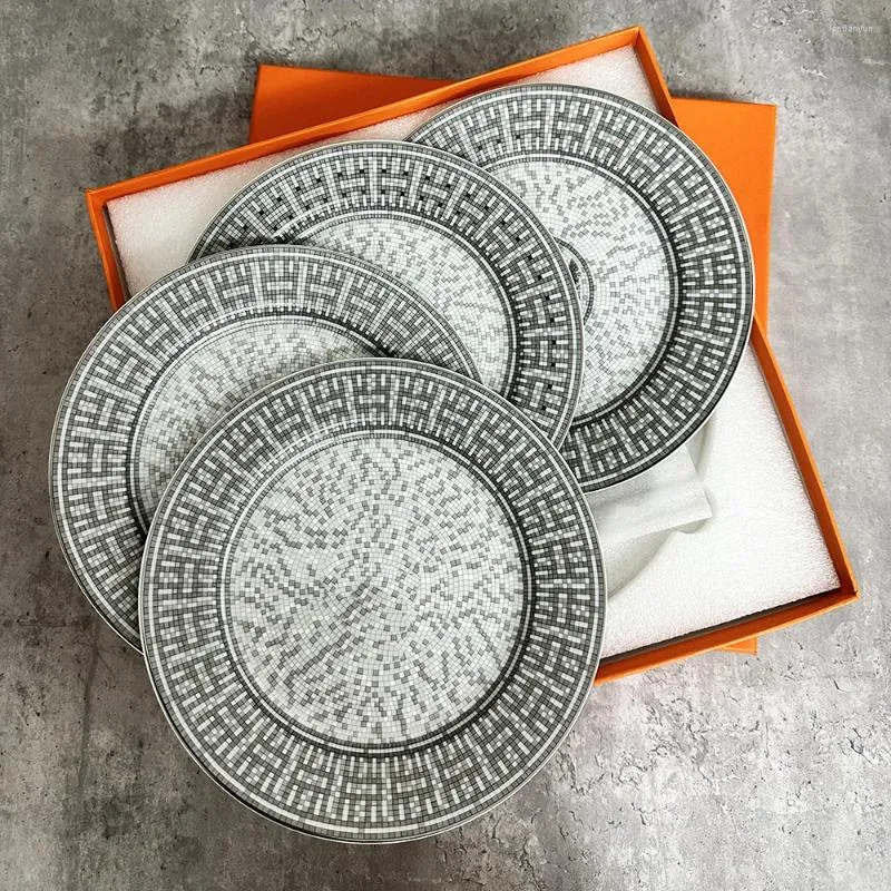 Plates 8 Inch Steak Dinner Plate Ceramic Breakfast Dim Sum Cake High ...