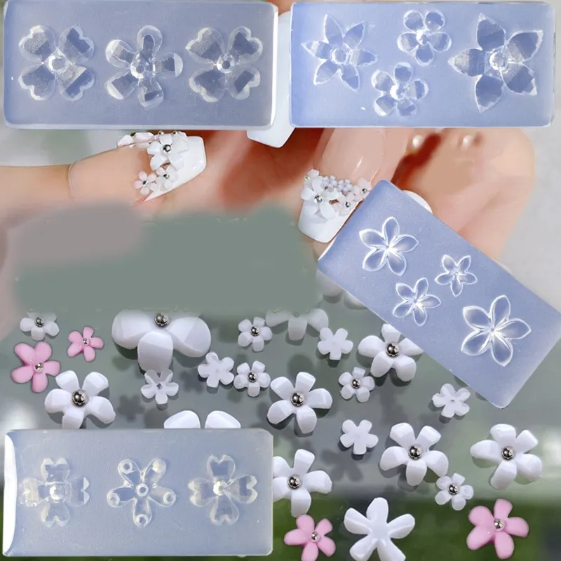 Five Petal Flower Nail Art Mold 3D Silicone Carving Mould Acrylic UV ...
