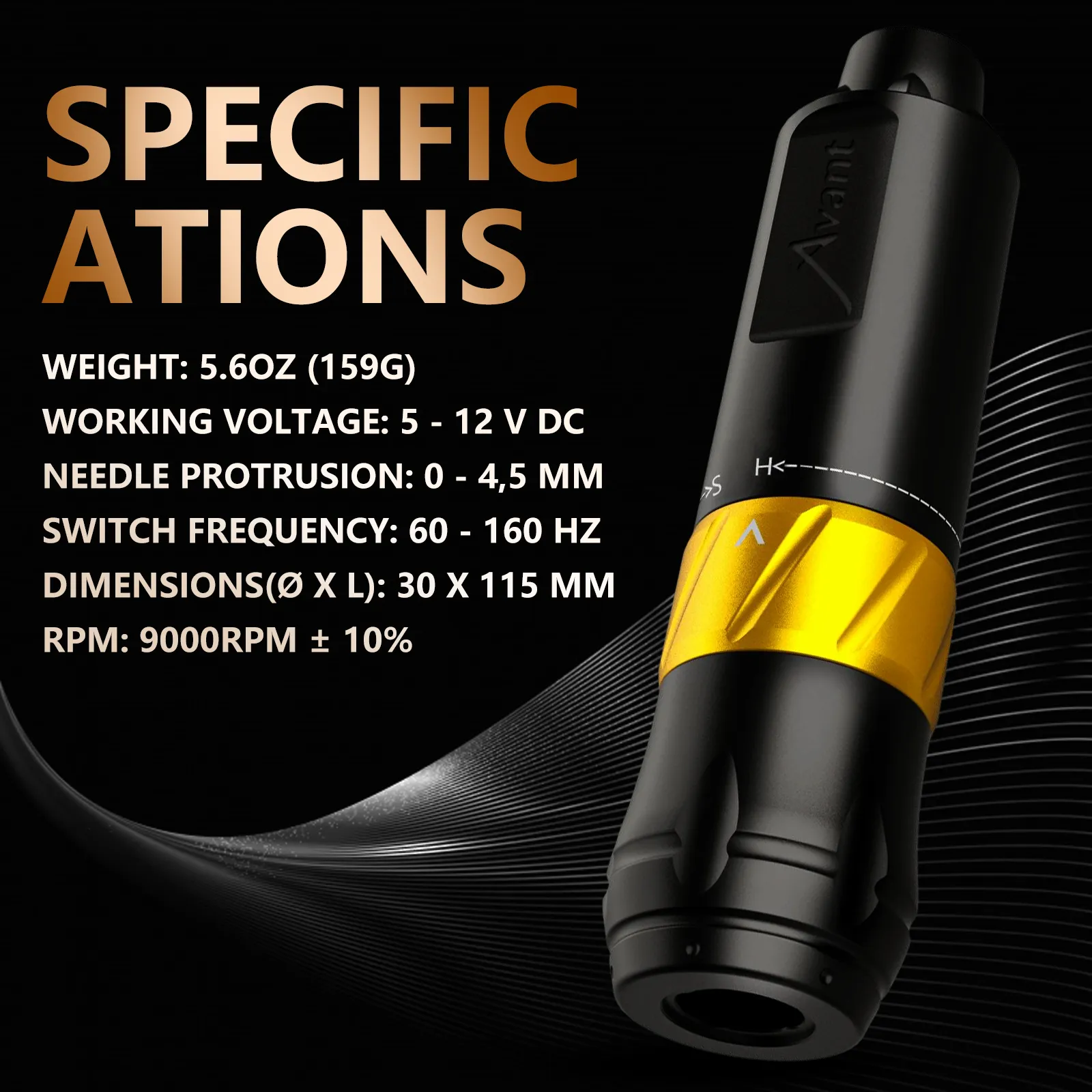 Avant Flex Soft/Hard Hit Adjustable Pen Style Tattoo Machine Pen for ...