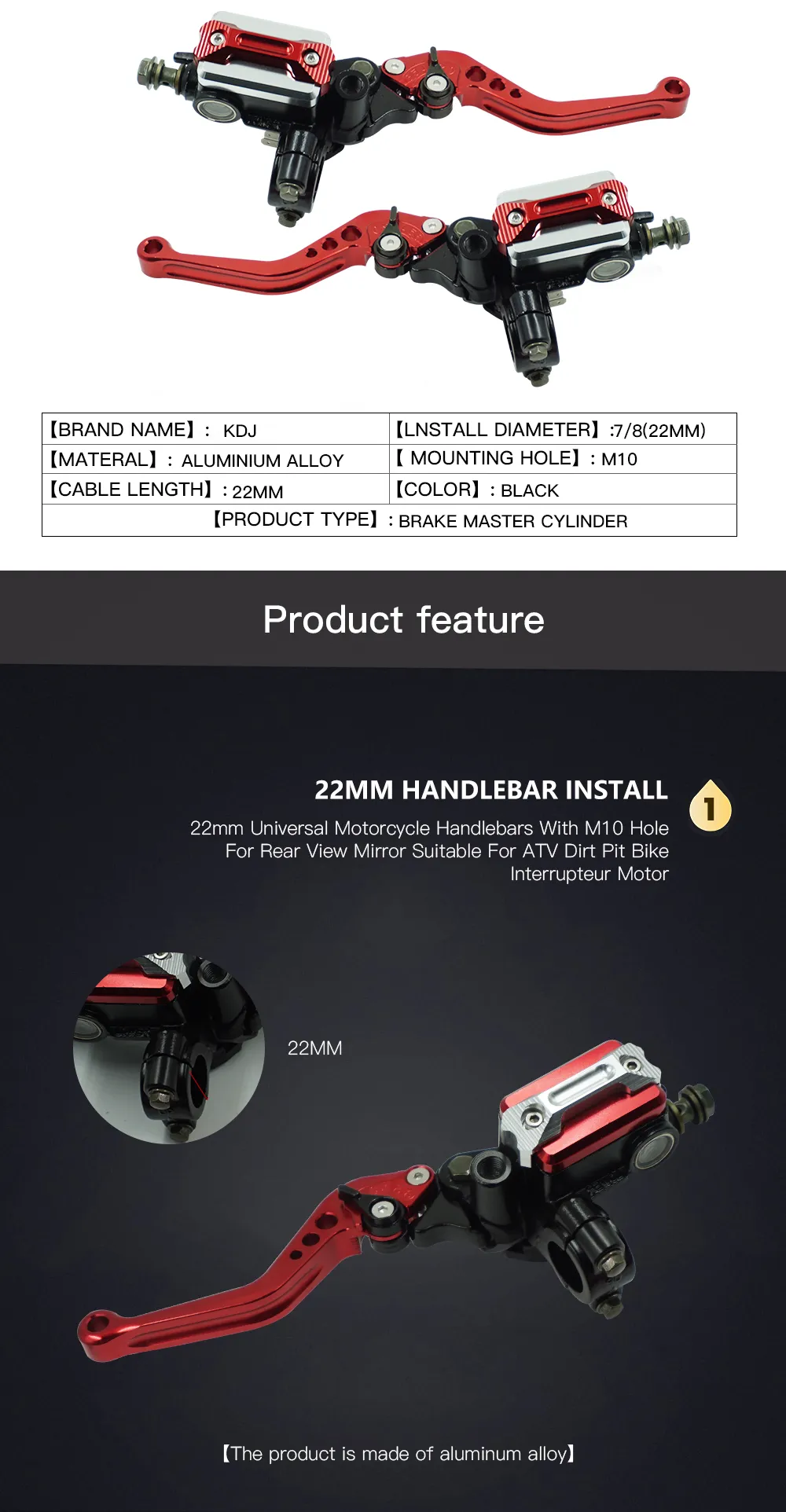 Motorcycle Handlebars Hydraulic Brake Master Cylinder Clutch Levers Set For Honda, Yamaha ...