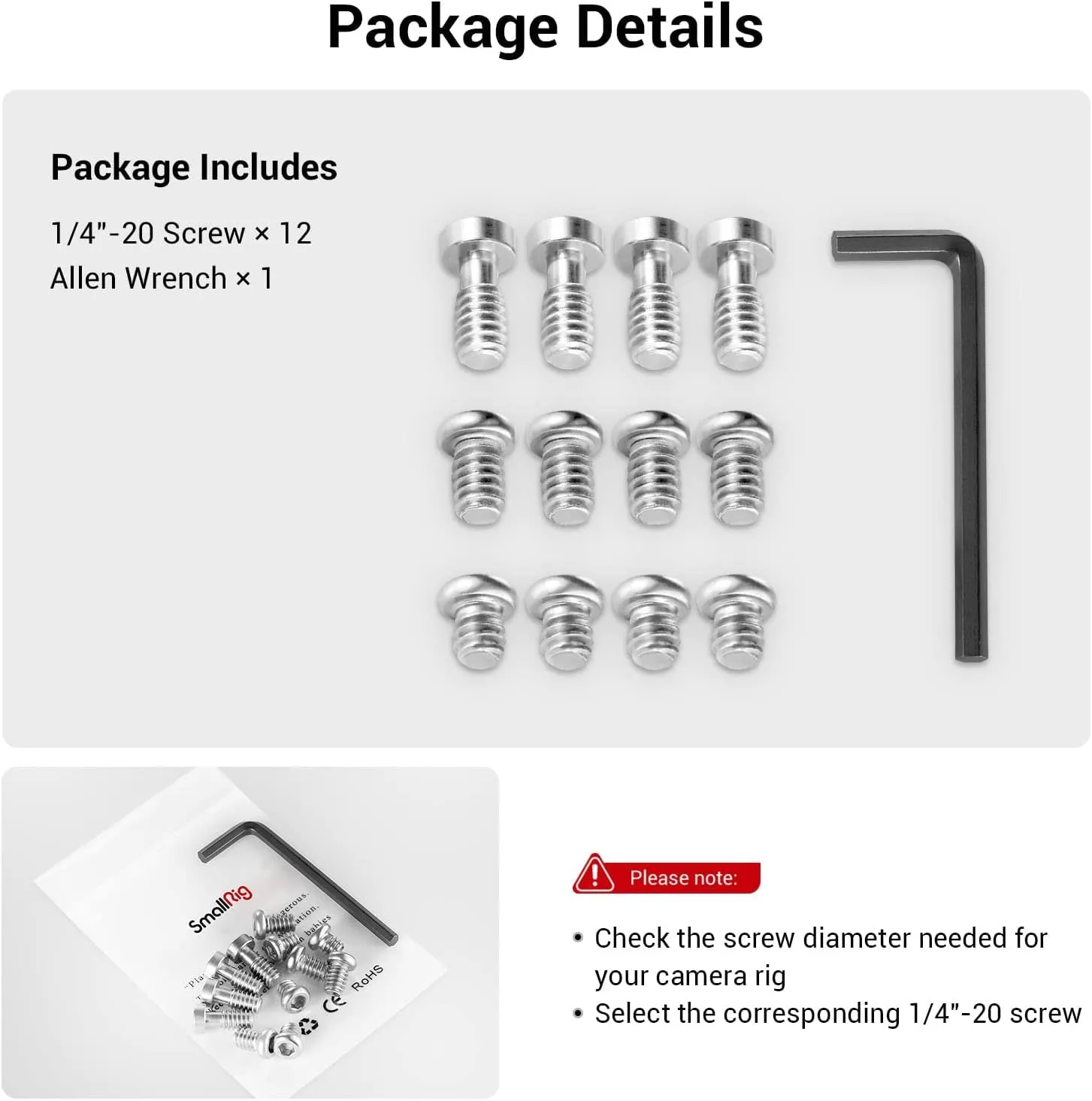 SmallRig 12 Pack Hex Screws & Spanner For Camera Cages, NATO Rail 1713 ...