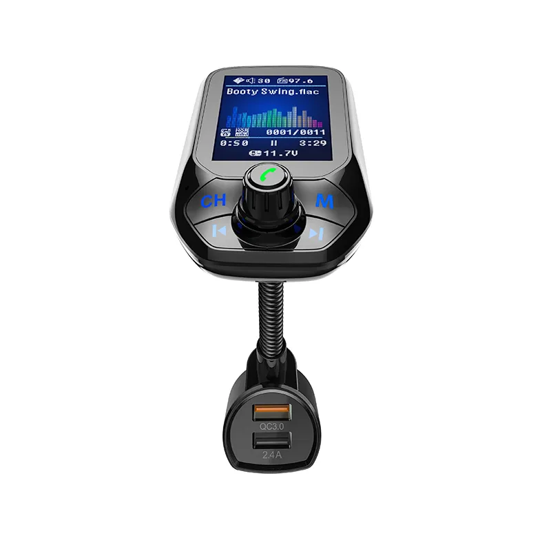 Bluetooth FM Transmitter with 1.8-inch TFT Color Display, USB Flash, TF ...