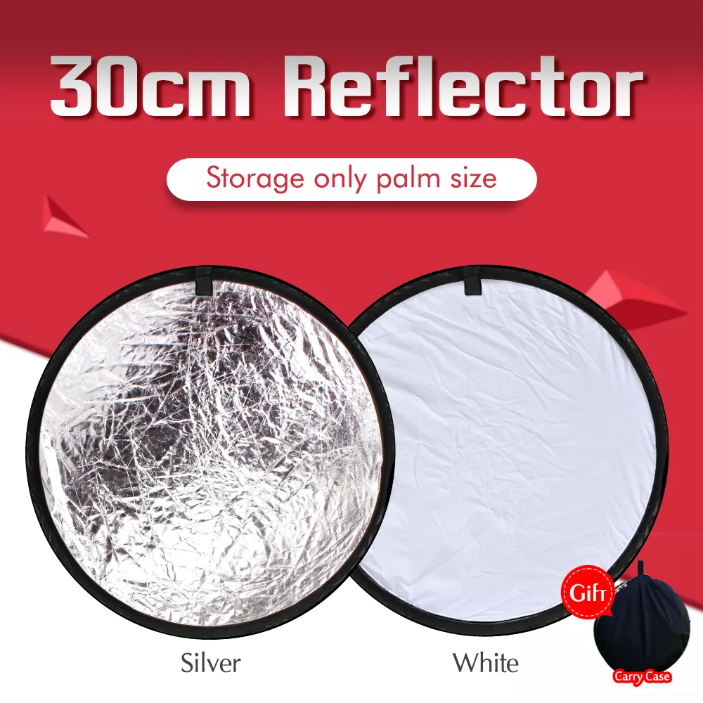 2in1 SH Reflector Round 30cm White and Silver Handhold Multi-Disc ...
