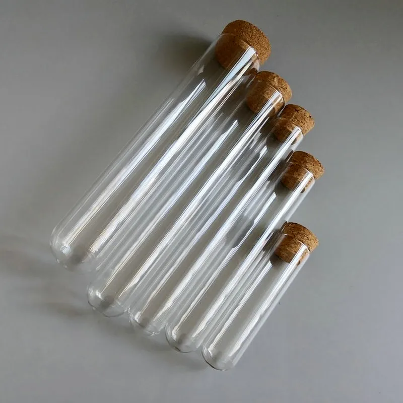 12 Clear Glass Test Tubes with Cork Stoppers - Premium Borosilicate ...