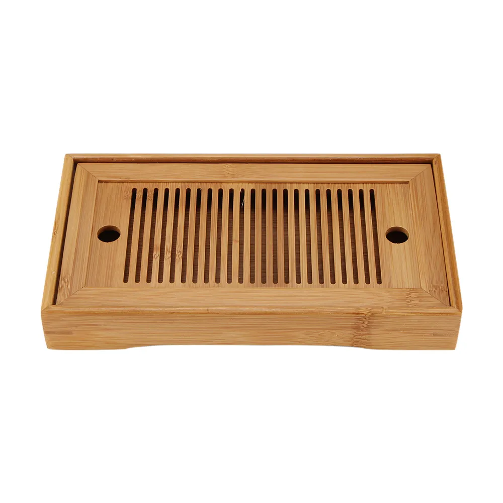 Kung Fu Tea Set with Natural Wood Bamboo Tea Tray - Rectangular ...