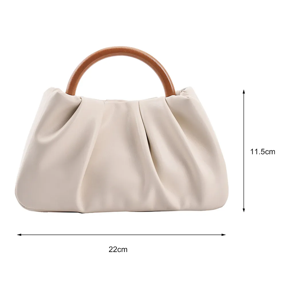 INS Style Pleated Dumpling Handbags PU Leather Cloud Clutch Bags For ...