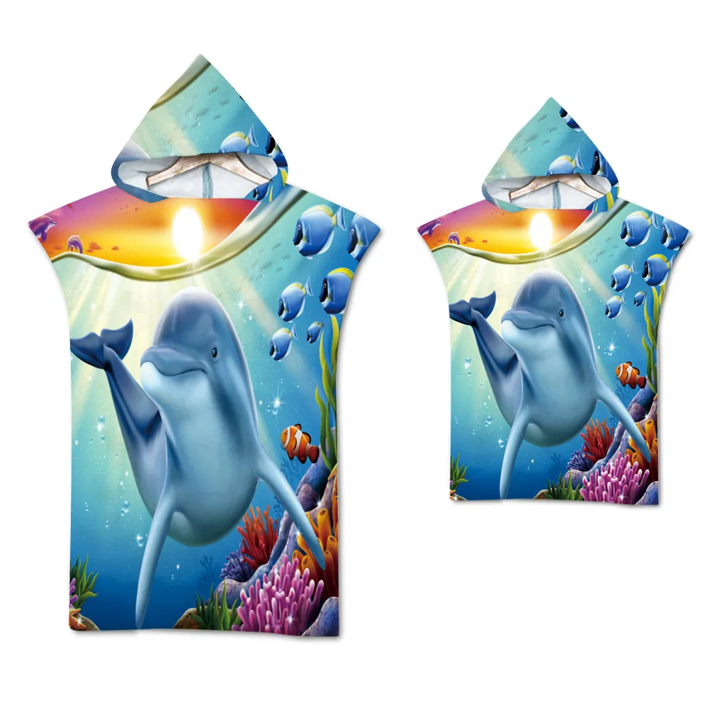 Dolphin & Whale Hooded Beach Towel Poncho: Adult Changing Robe - Best ...