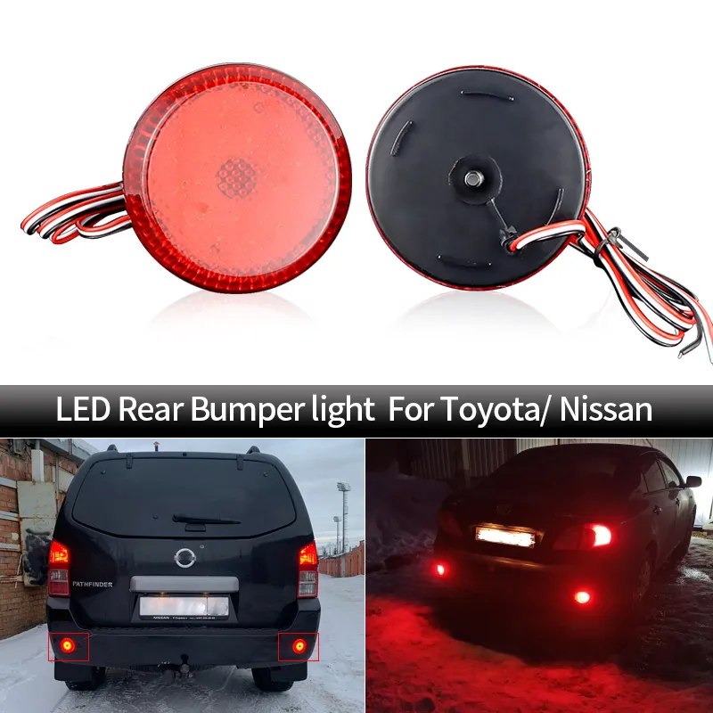 2x Red Car LED Tail Bumper Reflector Brake Light Fog Lamp For Toyota ...