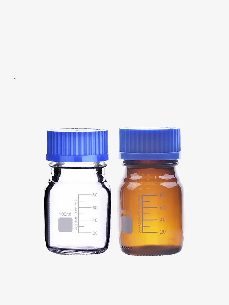 Laboratory Brown Blue Glass Cap Reagent Bottles with Screw Caps for Lab ...