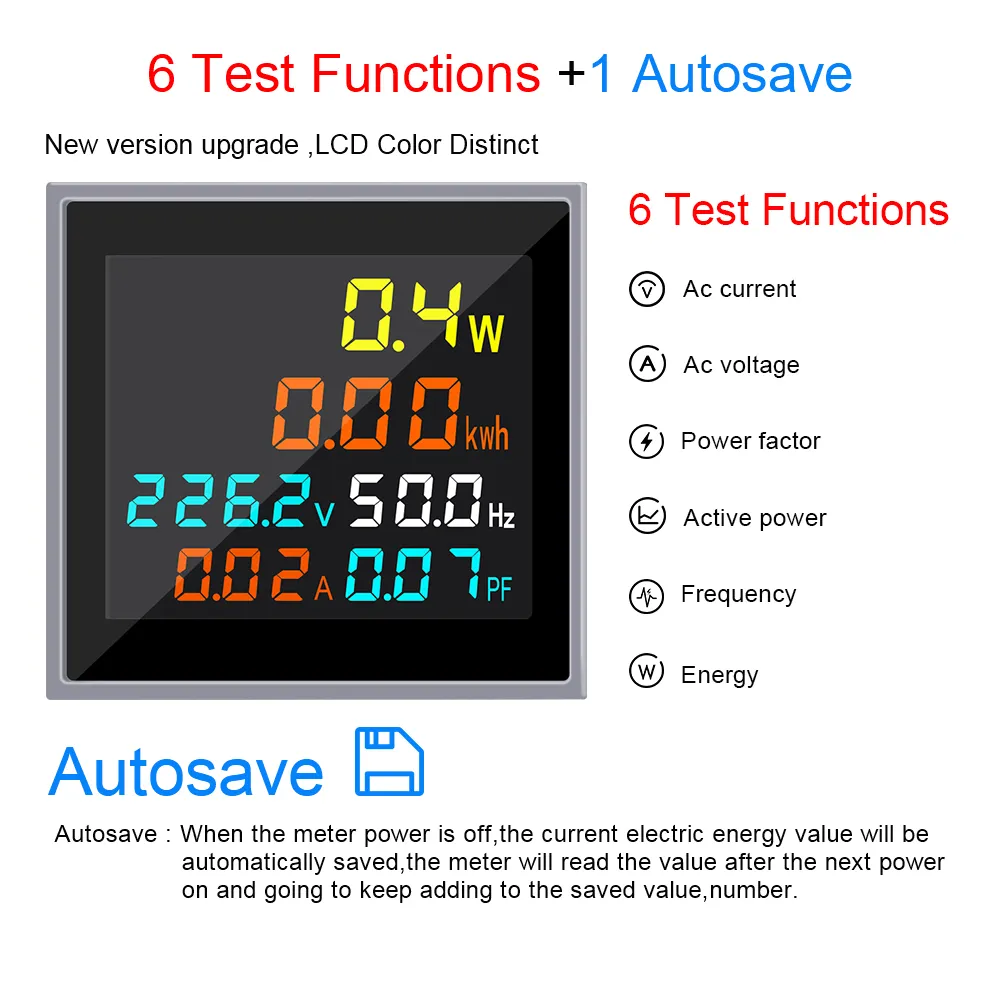 AC Power Energy Meter: 110V/220V Digital Voltmeter Ammeter, 100A ...