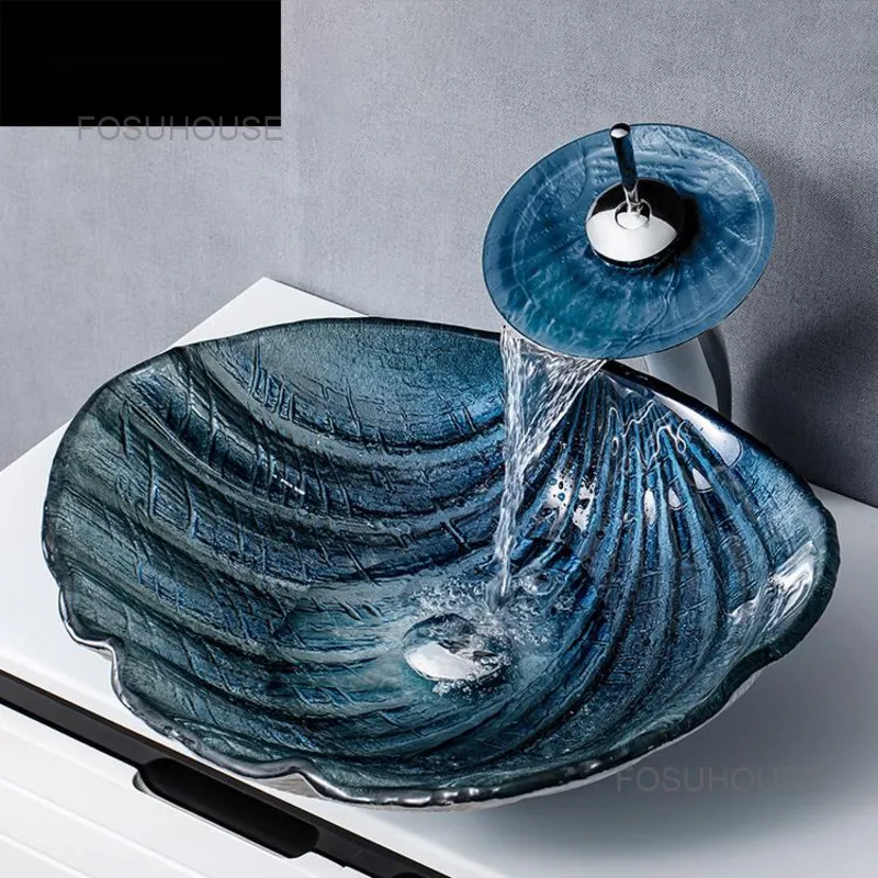 DHgate.com:2024Tempered Glass Art Countertop Vessel Bathroom Sink ...