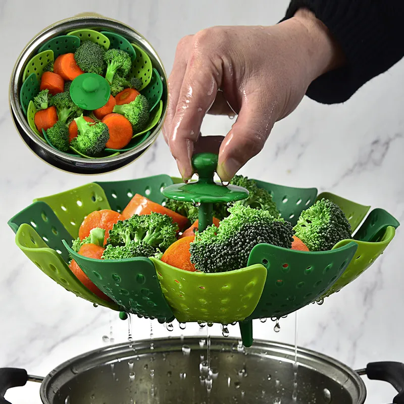 Collapsible Food Steamer Basket - Retractable Lotus Design, Vegetable ...