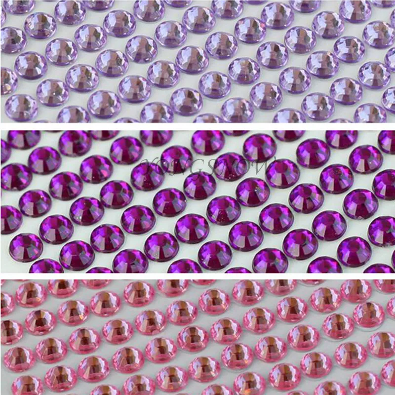4mm Acrylic Self-Adhesive Rhinestone Flatback Stickers for DIY Crafts ...