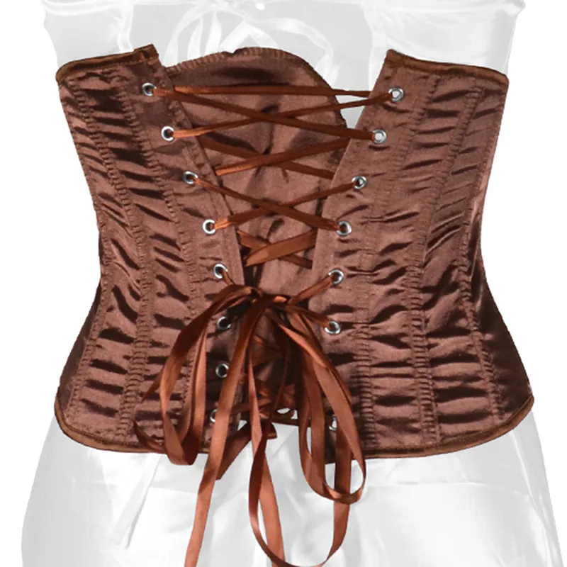 Shapewear Corset: Satin Underbust Waist Trainer Cincher with Lace-Up ...
