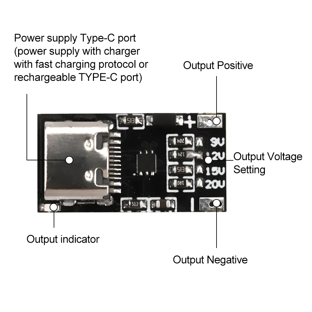 USB-C PD QC Trigger 9/12/15/20V DC Adjustable Voltage Power Module 5A ...