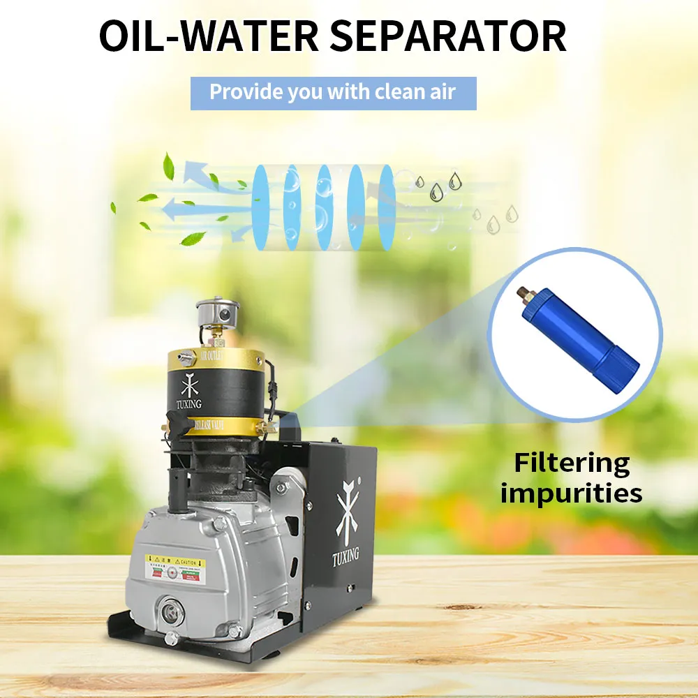 TUXING High Pressure compressor - 4500Psi, 300Bar PCP, Auto Stop ...