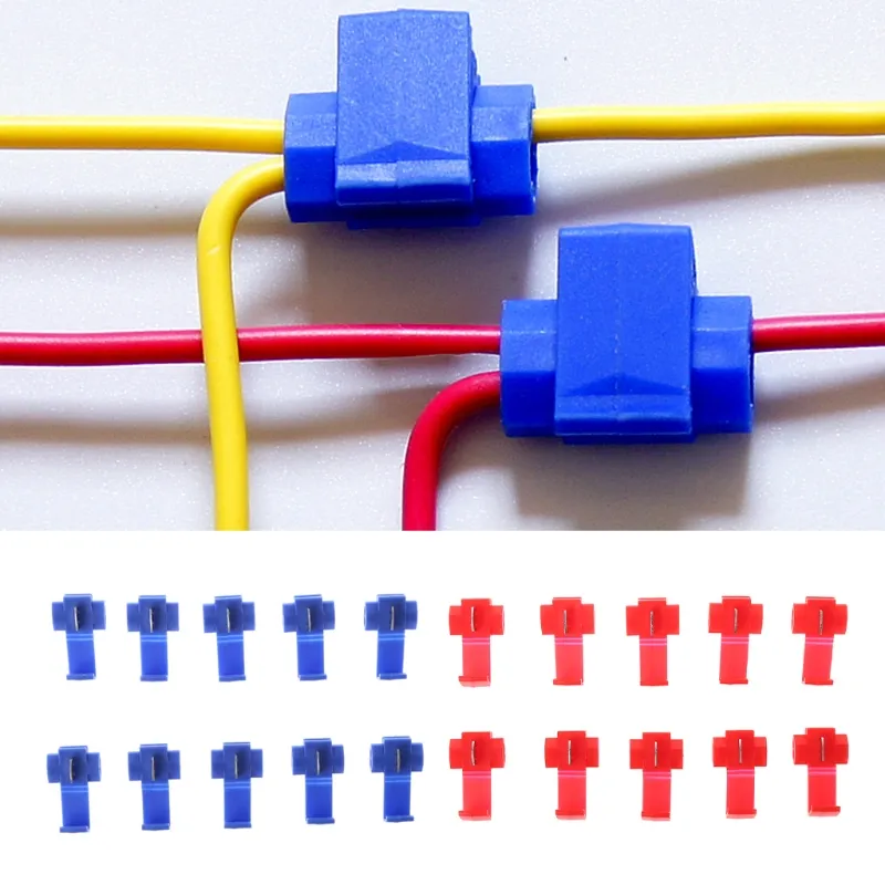 Auto 2 Pin T Shape Wire Cable Connectors Terminals Crimp Scotch Lock ...