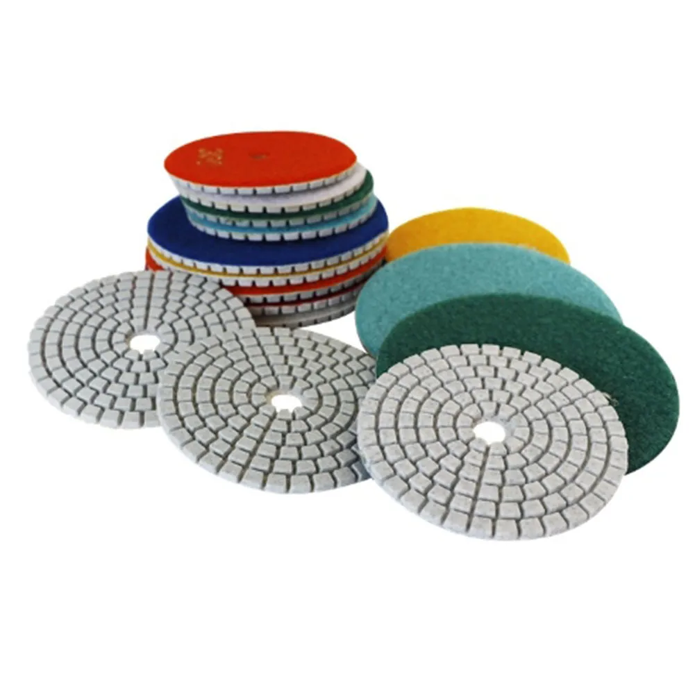 4'' Diamond Polishing Pad Set, Self-Adhesive Wet/Dry Grinding Disc for ...