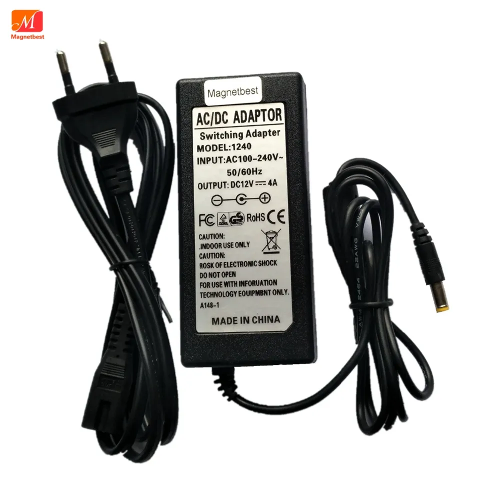 12V 4A 48W AC DC Adapter Charger with AC Cable, Switch Power Supply for ...