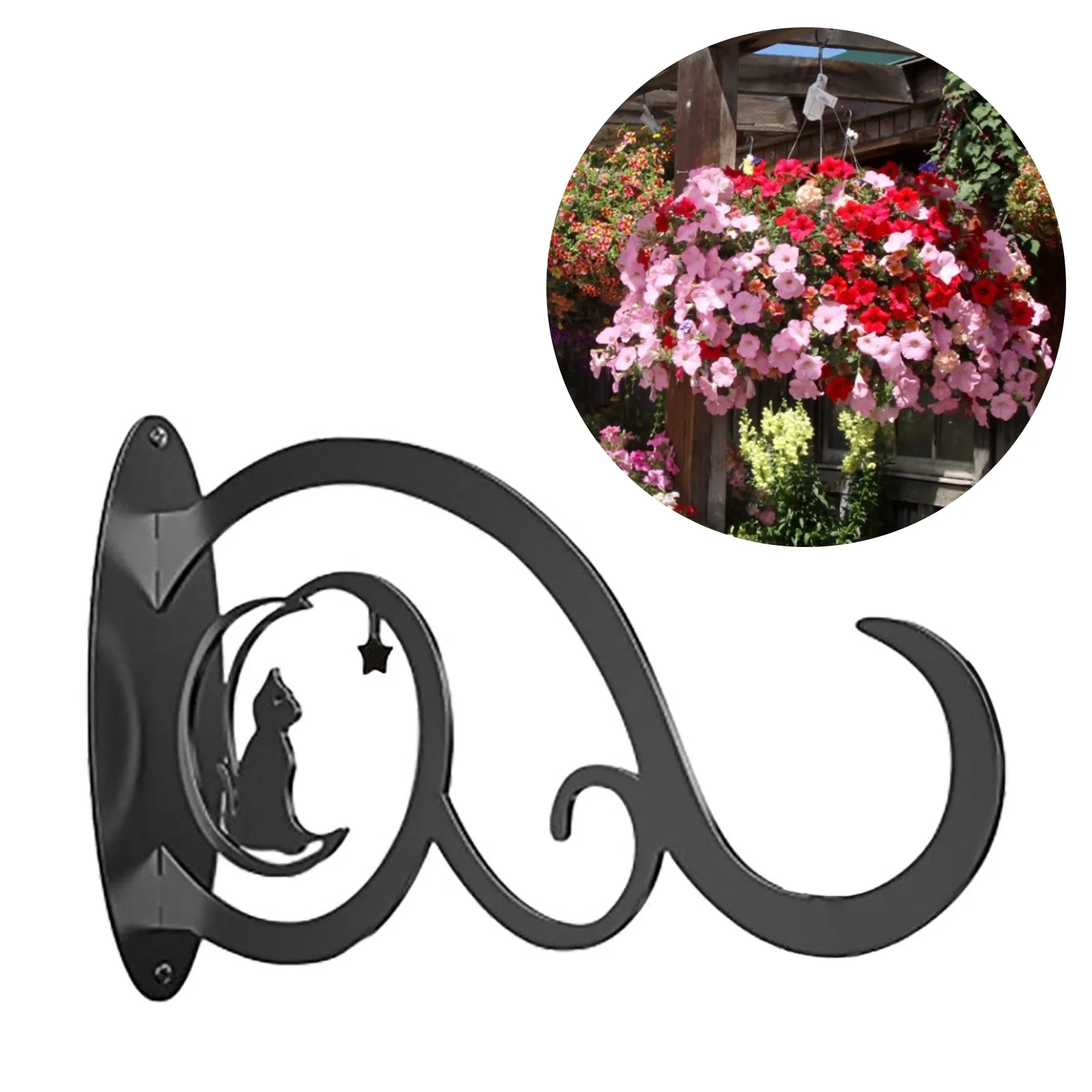 2-Pack Hanging Plant Hooks Black Metal Wall Hooks Heavy Duty Plant ...