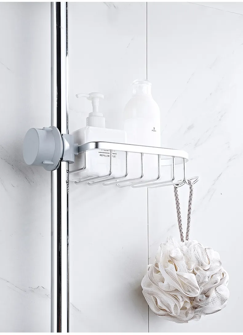 Premium Adjustable Shower Sliding Bar with Soap & Shampoo Holder ...
