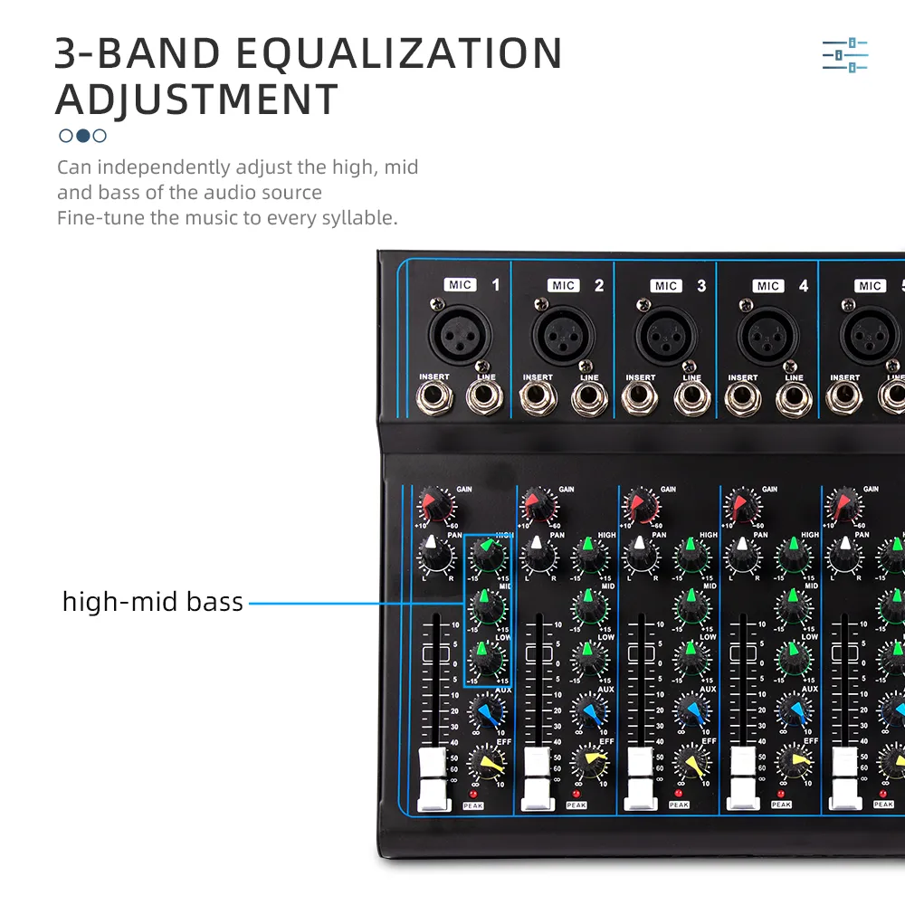 DHgate.com:7-Channel Audio Mixer: Bluetooth, USB, Reverb, Karaoke, PC ...