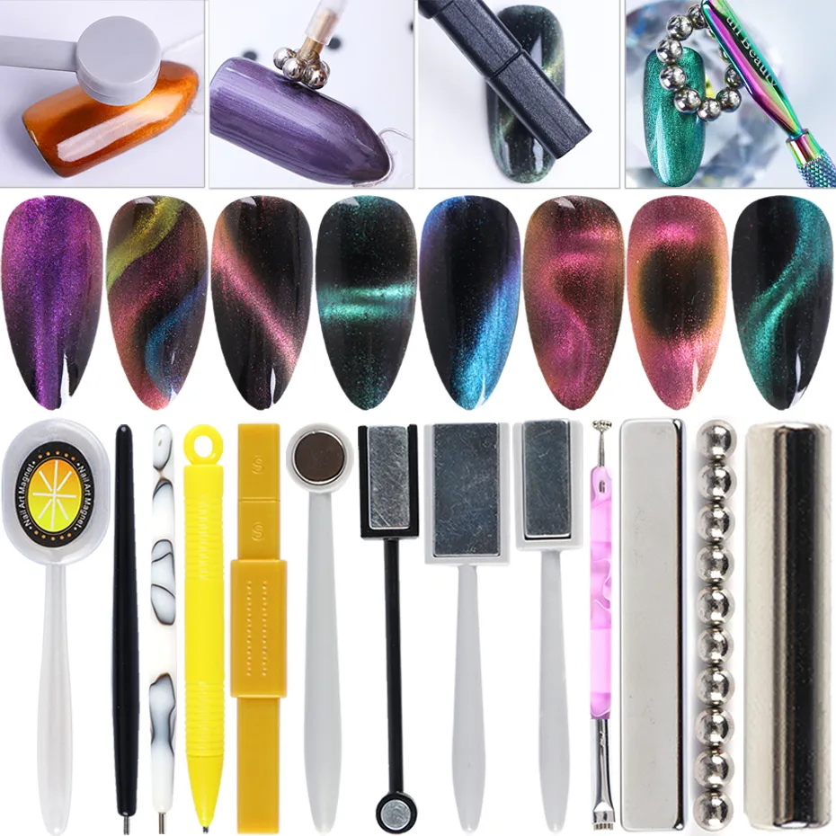 Magnetic 5D Cat Eye UV Gel Nail Polish Laser Nail Art Varnish Starry ...