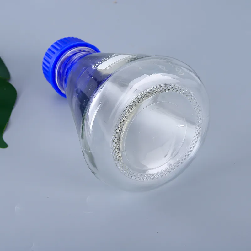 Blue Conical Flask with Screw Mouth, 500/1000ml Triangular Glass Flask ...