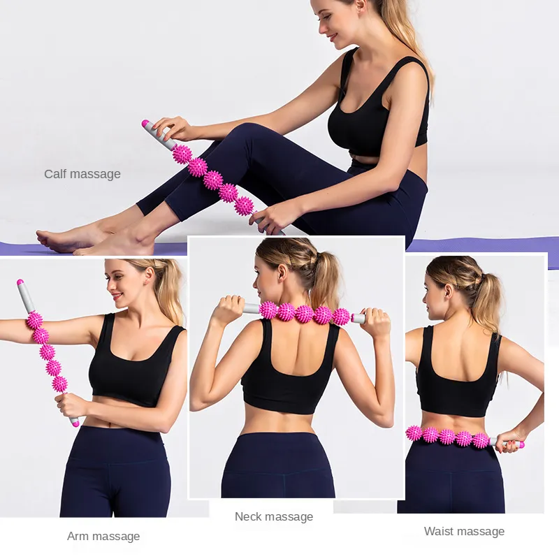 Muscle Roller Stick with Spiky Balls - 360° Massage Roller for Deep ...