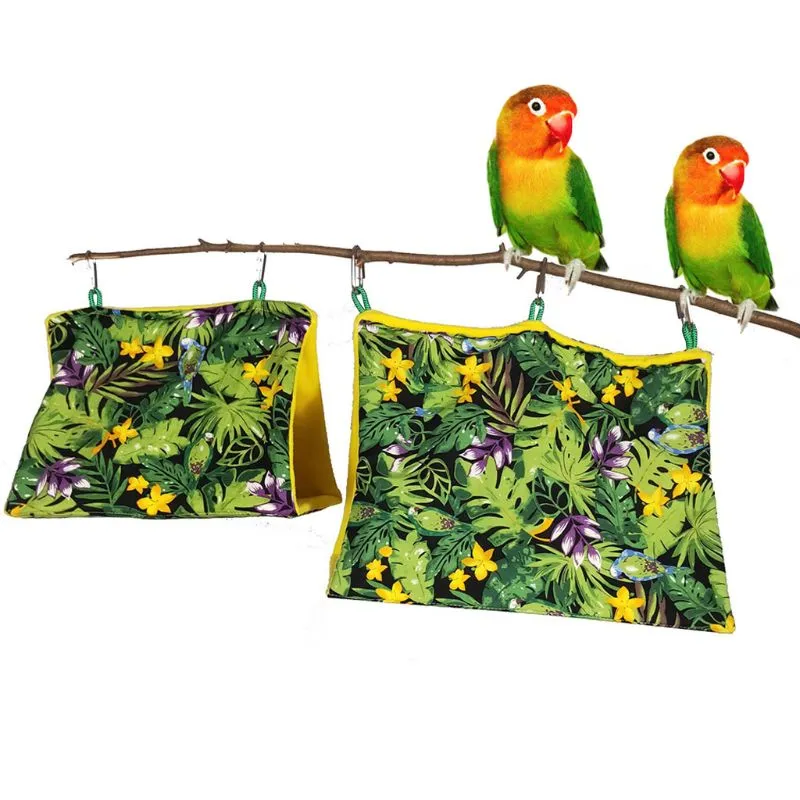 Upgraded Natural Wooden Bird Parrot Nest Tent Hanging Hut Hammock for ...